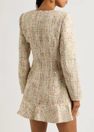 SELF-PORTRAIT Embellished Bouclé Tweed Mini Dress