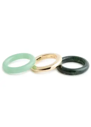 BY PARIAH Stone Trilogy Stack Rings - Gold