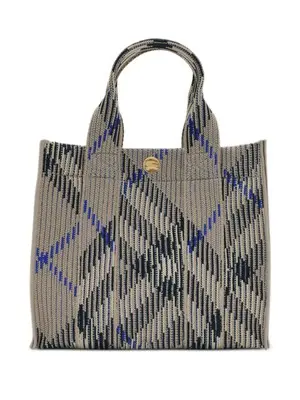 Burberry Mini Check Knitted Tote Bag - Grey