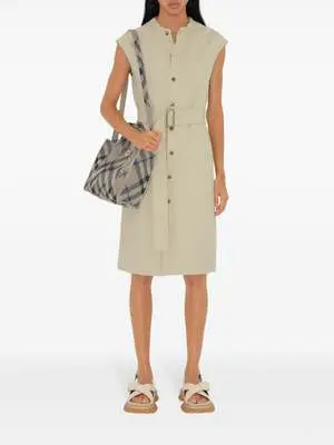 Burberry Mini Check Knitted Tote Bag - Grey