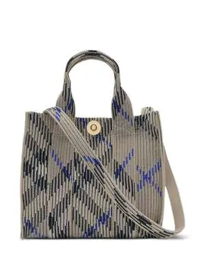 Burberry Mini Check Knitted Tote Bag - Grey
