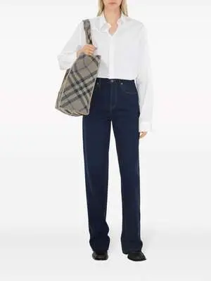 Burberry Check Knitted Medium Tote Bag - Neutrals
