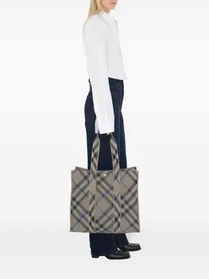 Burberry Check Knitted Medium Tote Bag - Neutrals