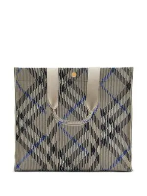 Burberry Check Knitted Medium Tote Bag - Neutrals
