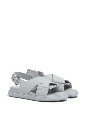 Marni Fussbet Leather Sandals - Grey