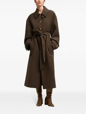 AMI Paris Belted Wool Coat - Brown
