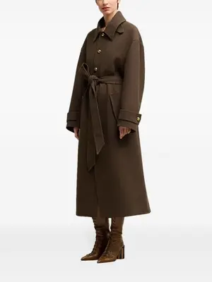 AMI Paris Belted Wool Coat - Brown