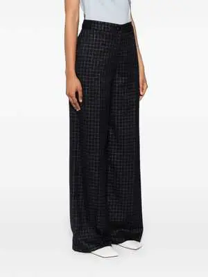 FORTE_FORTE Check Pattern Wide-leg Trousers