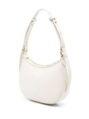 Pinko Half Moon Baby Leather Shoulder Bag - White