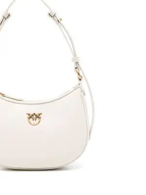 Pinko Half Moon Baby Leather Shoulder Bag - White