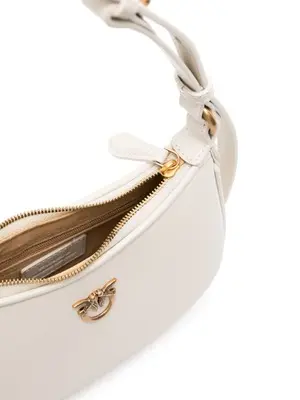 Pinko Half Moon Baby Leather Shoulder Bag - White