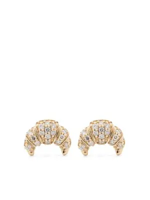 SYDNEY EVAN 14kt Yellow Croissant Diamond Stud Earrings - Gold