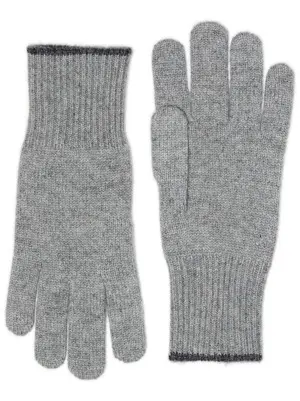 Brunello Cucinelli Ribbed-knit Cashmere Gloves - Grey