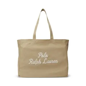 Ralph Lauren Canvas Tote With Embroidered Logo - Tan