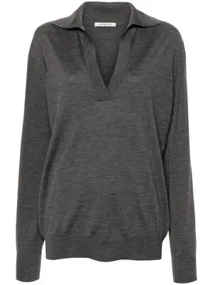 PETER DO Mélange Wool Polo Jumper - Grey