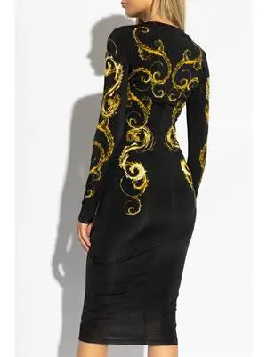 Versace Watercolour Couture-print Midi Dress