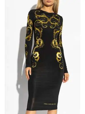 Versace Watercolour Couture-print Midi Dress