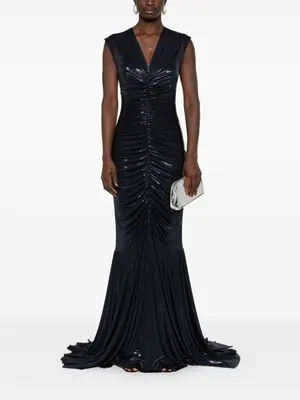 Norma Kamali V-neck Fishtail Gown