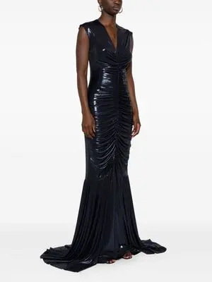 Norma Kamali V-neck Fishtail Gown
