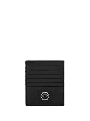 Philipp Plein Monogram Leather Cardholder - Black