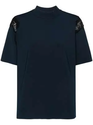 Stella McCartney Lace-inserts High-neck T-shirt