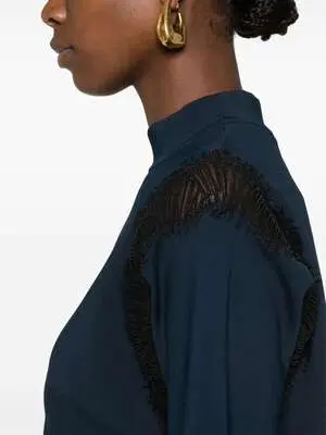 Stella McCartney Lace-inserts High-neck T-shirt