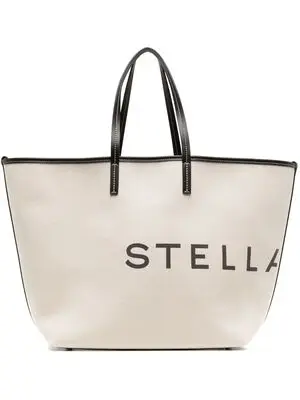 Stella McCartney Logo Canvas Tote Bag - Beige