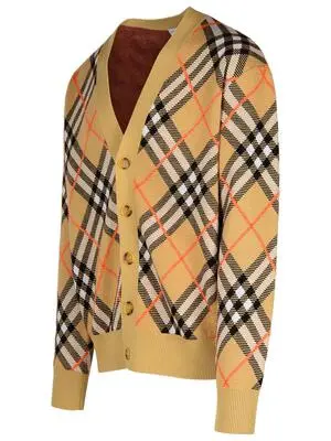 Burberry Check Wool Cardigan - Beige