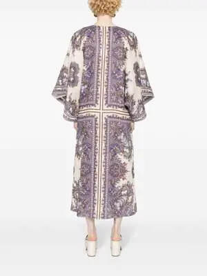 Zimmermann Paisley Print Linen Midi Dress - Purple