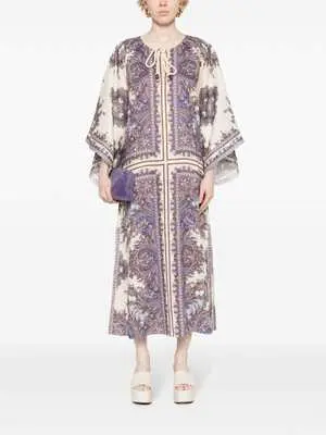 Zimmermann Paisley Print Linen Midi Dress - Purple