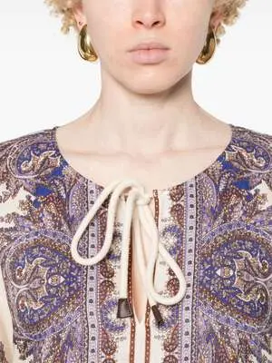 Zimmermann Paisley Print Linen Midi Dress - Purple