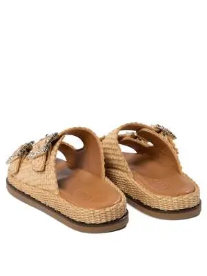 ALIBI Greta Raffia Sandals - Beige