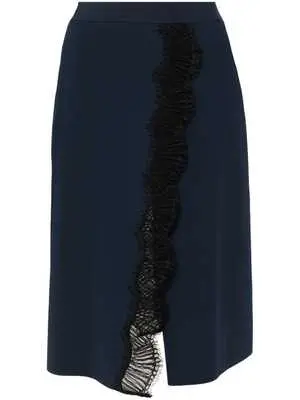 Stella McCartney Lace-insert Mid-rise Midi Skirt - Blue