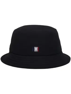 Ami Embroidered Logo Bucket Hat - Black