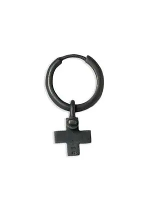 PARTS OF FOUR Cross Charm Hoop Earring - Black