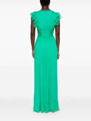 NISSA Ruffled Silk Maxi Dress