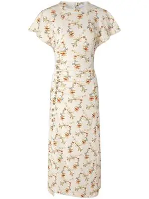 Rabanne Floral-print Ruched Midi Dress