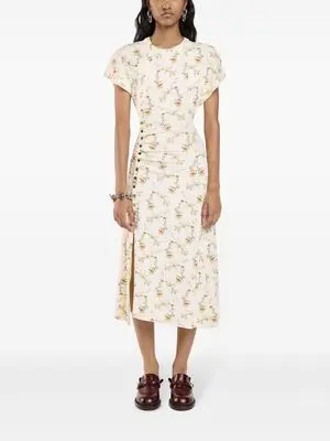 Rabanne Floral-print Ruched Midi Dress
