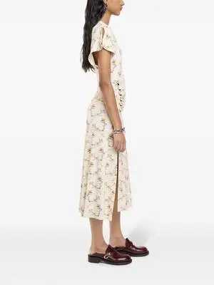 Rabanne Floral-print Ruched Midi Dress