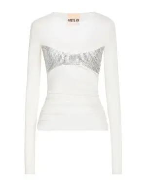 ANIYE BY Tulle Top With Crystal Appliqués - White