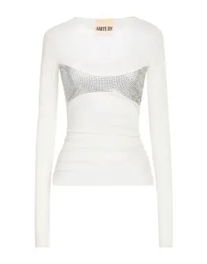 ANIYE BY Tulle Top With Crystal Appliqués - White