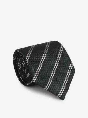 Zegna Silk Striped Tie Midnight Blue