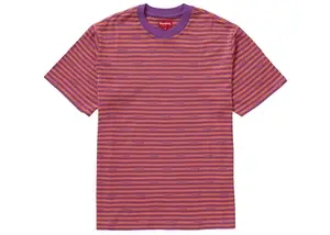 Supreme Logo Stripe Short Sleeve Top - Purple