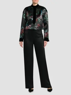 Giorgio Armani Silk Straight-leg Pants - Black