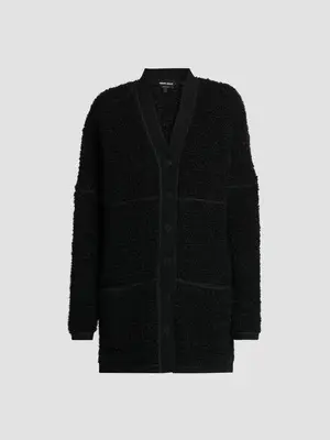 Giorgio Armani Wool-blend Textured Longline Cardigan - Nero