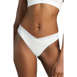 SIELLA Organic Cotton Lace Thong - White