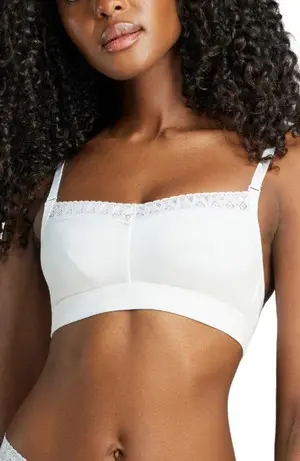 SIELLA Organic Cotton Lace Balconette Bra - White