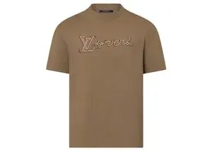 LOUIS VUITTON ブラウン 半袖 Tシャツ S Louis Vuitton Embroidered Signature Cotton T-Shirt - Kangaroo