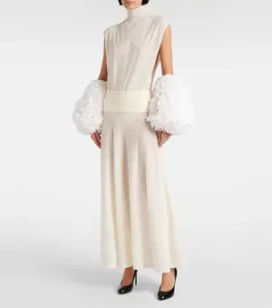 Alaïa Low-rise Virgin Wool Maxi Skirt - White