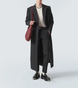 Gucci Web Stripe Wool Overcoat